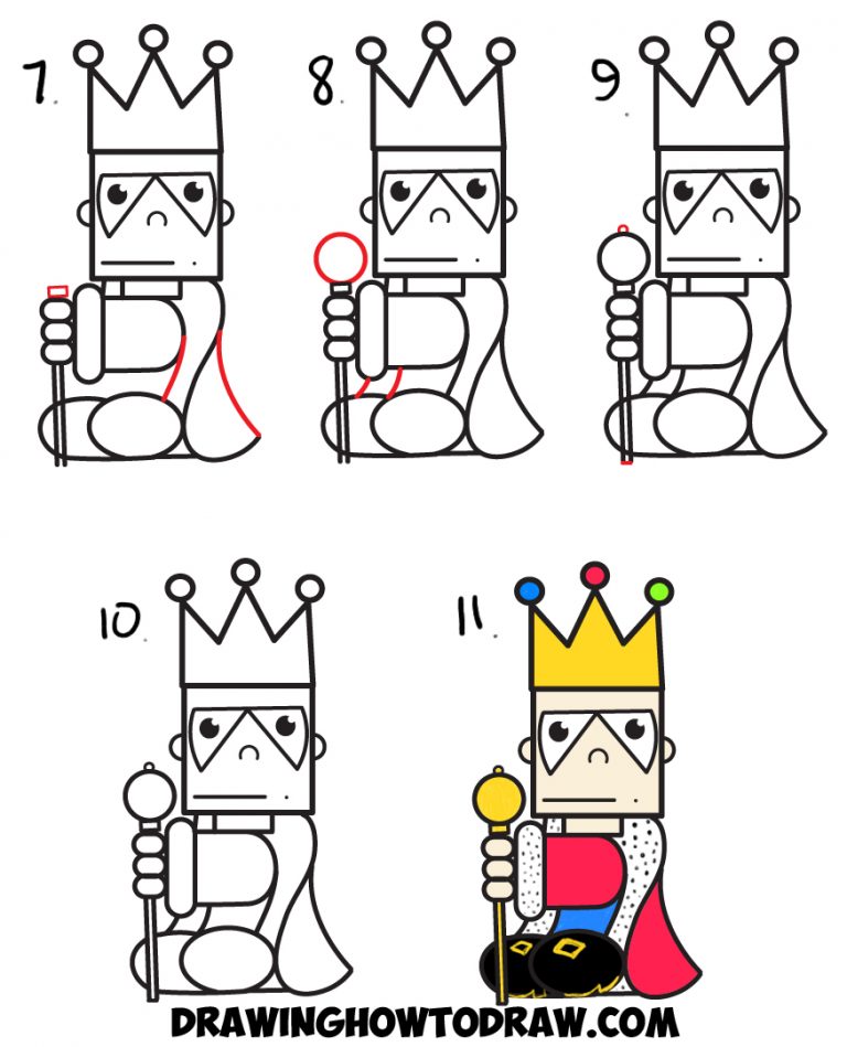 How to Draw Cartoon King from the Word : Easy Step by Step Word Toon ...