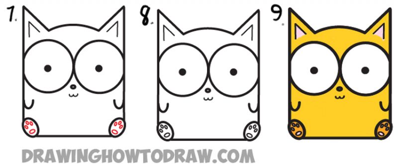 How to Draw Cartoon Baby Kitty Cat or Kitten from Letters Easy Step by ...