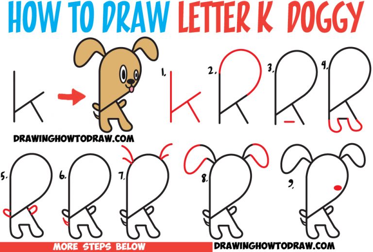 Huge Guide to Drawing Cartoon Characters from Lowercase Letter k – Easy ...