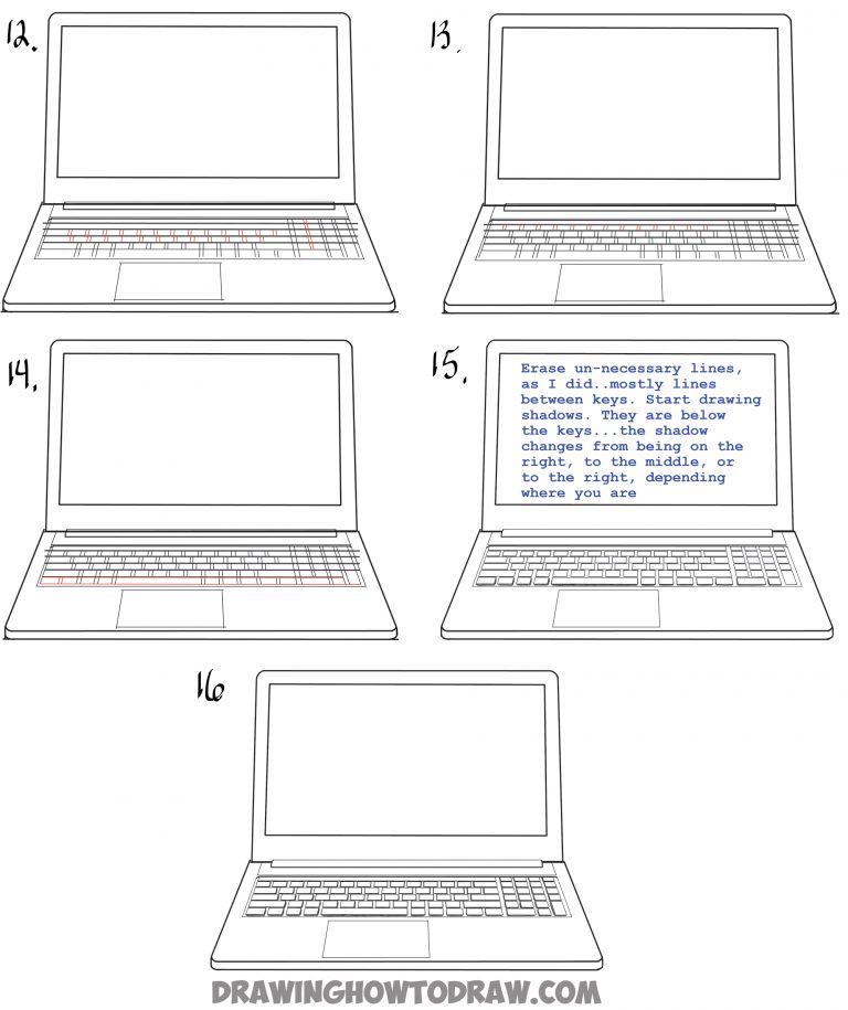 How to Draw a Computer Laptop Using One Point Perspective in Easy Steps ...