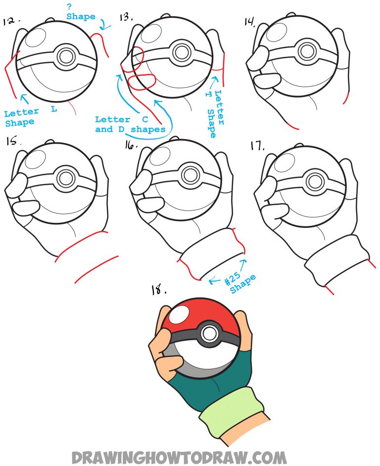 How to Draw Pokeball in Ash’s Hand Step by Step Pokemon Drawing ...