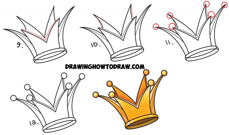 How to Draw a Crown – Drawing Cartoon Crowns – Easy Step by Step ...