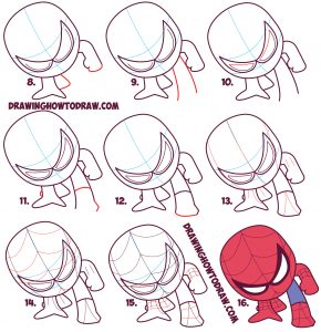 How to Draw Cute Spiderman (Chibi / Kawaii) Easy Step by Step Drawing ...