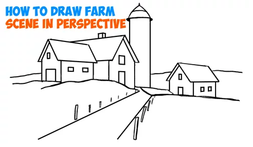How To Draw A Farmhouse Step By Step