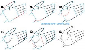 How to Draw Hands Open Palm – Drawing Cartoon Open Palmed Hands – Easy ...