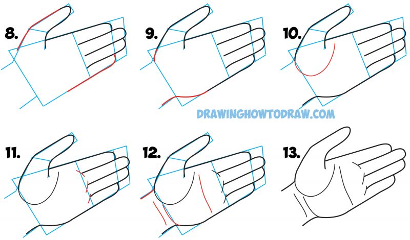How to Draw Hands Open Palm – Drawing Cartoon Open Palmed Hands – Easy ...