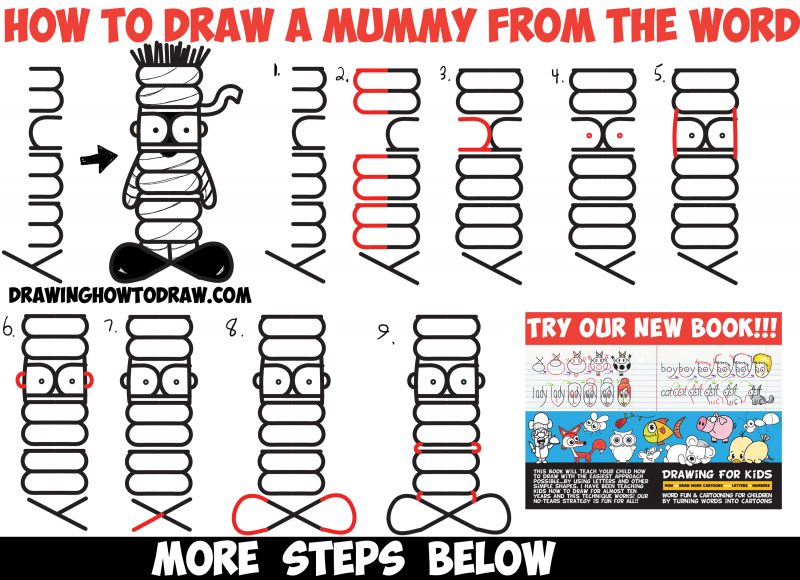 How to Draw a Cartoon Mummy Word Toon / Cartoon – Easy Step by Step ...