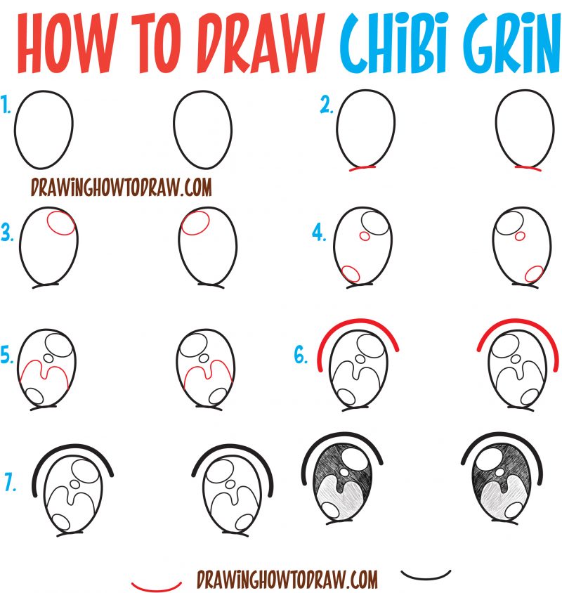 How to Draw Happy / Smiling / Laughing Chibi Expressions and Emotions ...