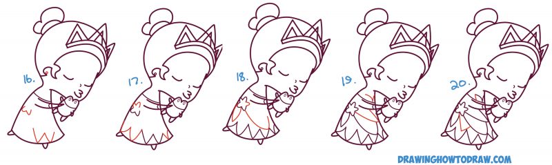 How to Draw Princess Tiana Kissing a Frog (Cute / Chibi / Kawaii) from ...