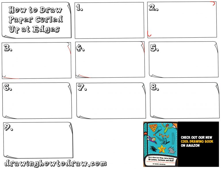 How to Draw Paper Curved Up at the Edges / Curled Up at the Corners ...