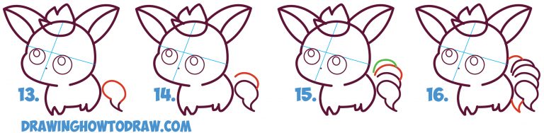 How to Draw Cute / Kawaii / Chibi NineTales from Pokemon in Easy Step ...
