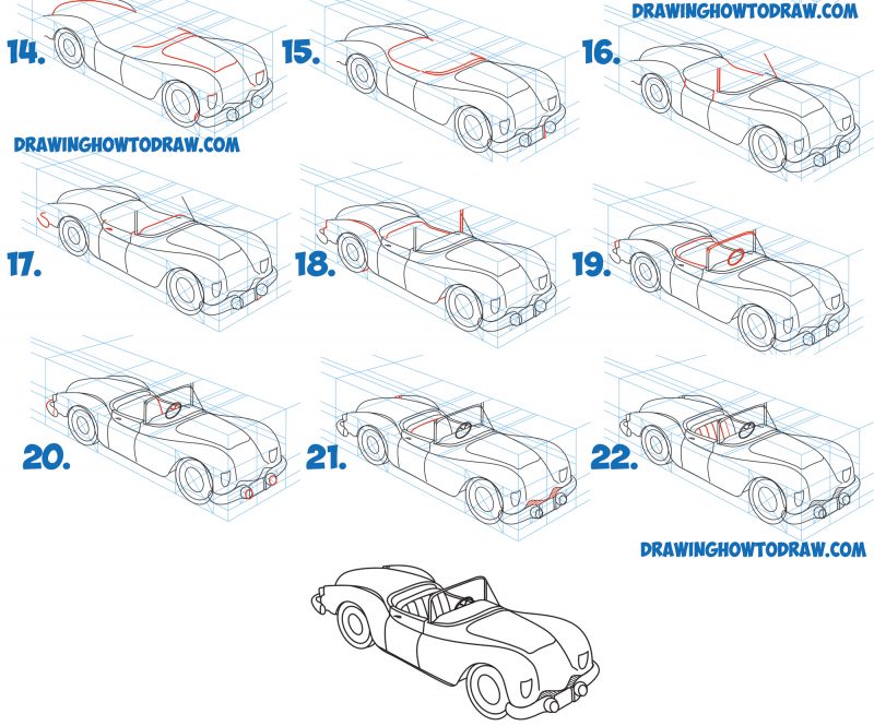 How to Draw a Car Convertible in Two Point Perspective Easy Step by ...