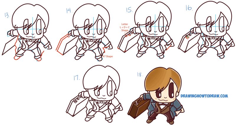 How to Draw Chibi Newt Scamander from Fantastic Beasts and Where to ...