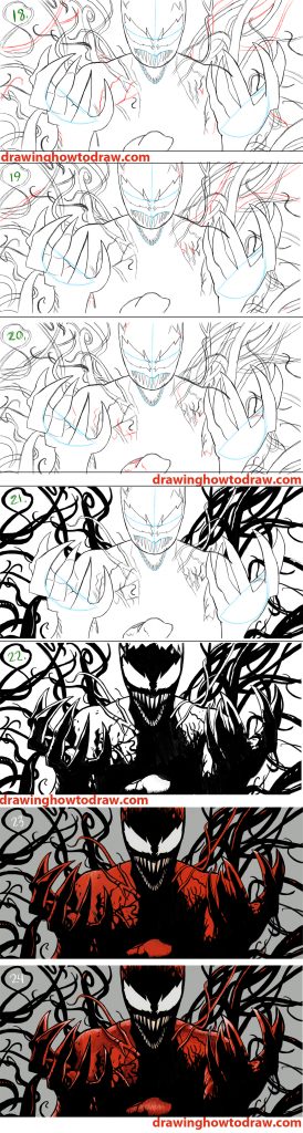 How to Draw Spiderman Carnage from Marvel Comics Step by Step Drawing ...