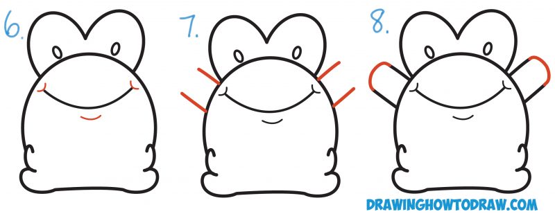 How to Draw Cute Cartoon Baby Frog from Number 3 Shape Easy Step by ...