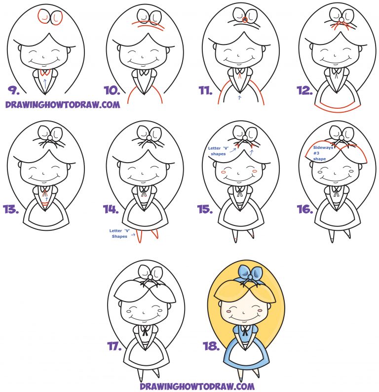 How to Draw Cute Alice from Alice in Wonderland (Cartoon / Kawaii Chibi ...