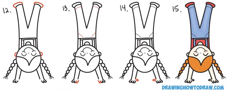 How to Draw a Cute Cartoon Kawaii Girl Doing a Handstand from the ...