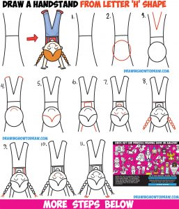 How to Draw a Cute Cartoon Kawaii Girl Doing a Handstand from the ...