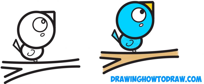 How to Draw a Bird on a Branch Easy for Kids Step by Step Drawing ...