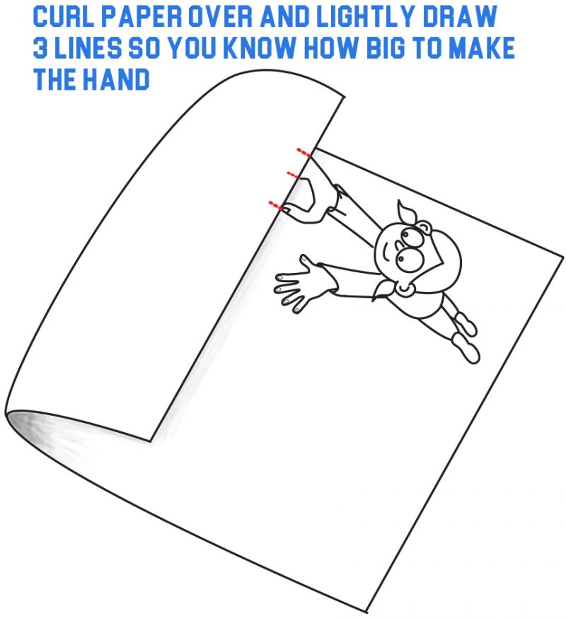How to Draw a Cartoon Character Hanging Onto Edge of Curled / Folded ...