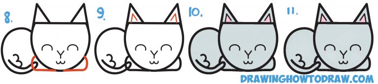 How to Draw a Cute Cartoon Cat Completely from Letters, Numbers ...