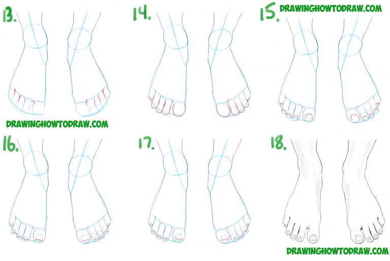 How to Draw Feet / the Human Foot with Easy Step by Step Drawing ...
