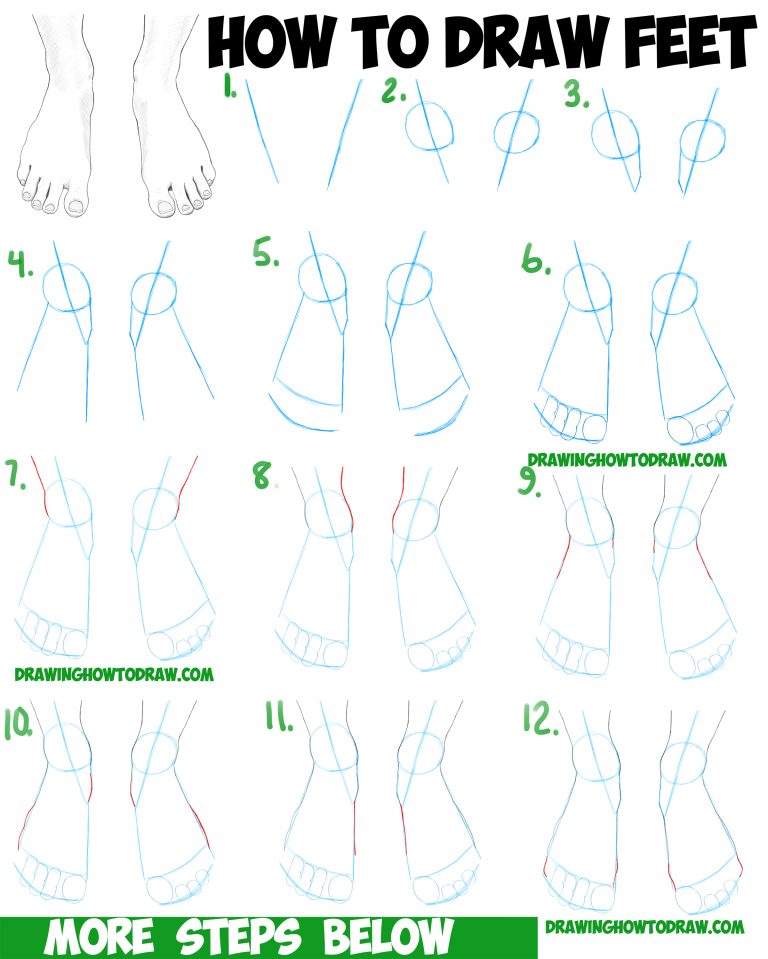 How to Draw Feet / the Human Foot with Easy Step by Step Drawing ...