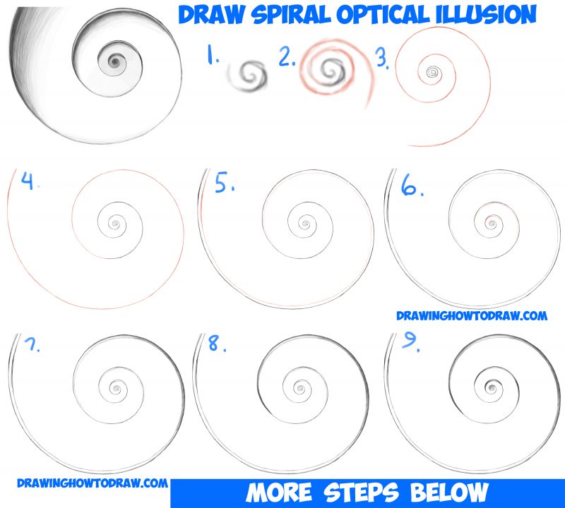 How to Draw Spiral Going Down Optical Illusion Easy Step by Step ...