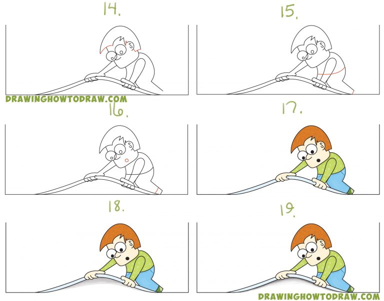 How to Draw Cartoon Character Lifting Up Paper At the Bottom of the ...