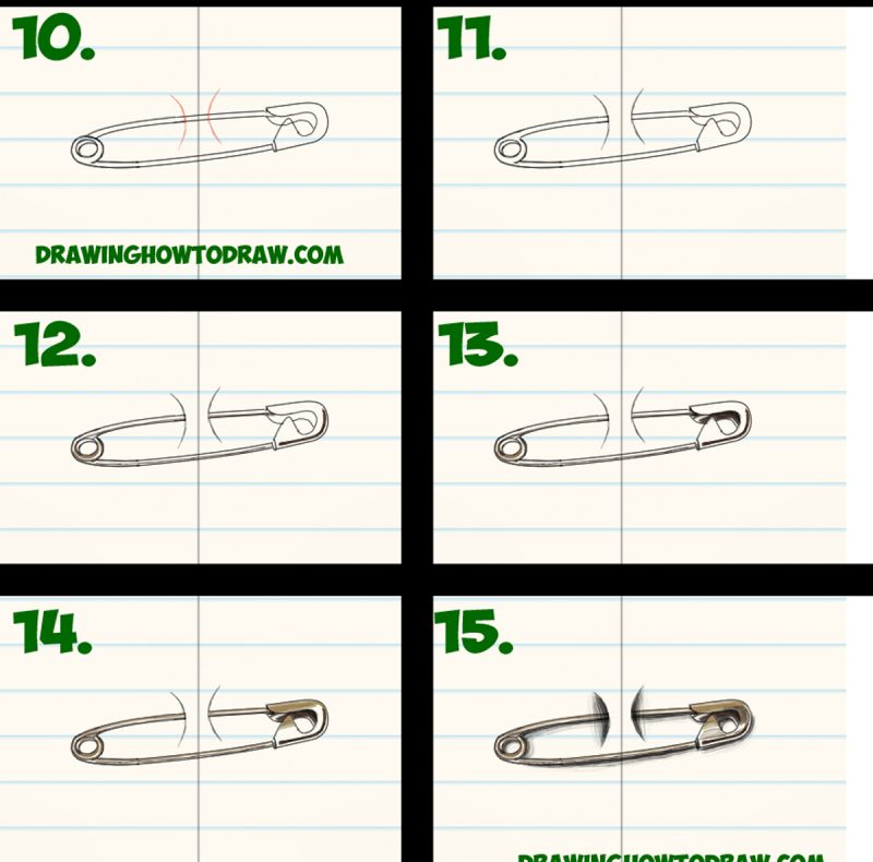 How to Draw Cool Stuff – Draw a Safety Pin Holding 2 Pieces of Paper ...