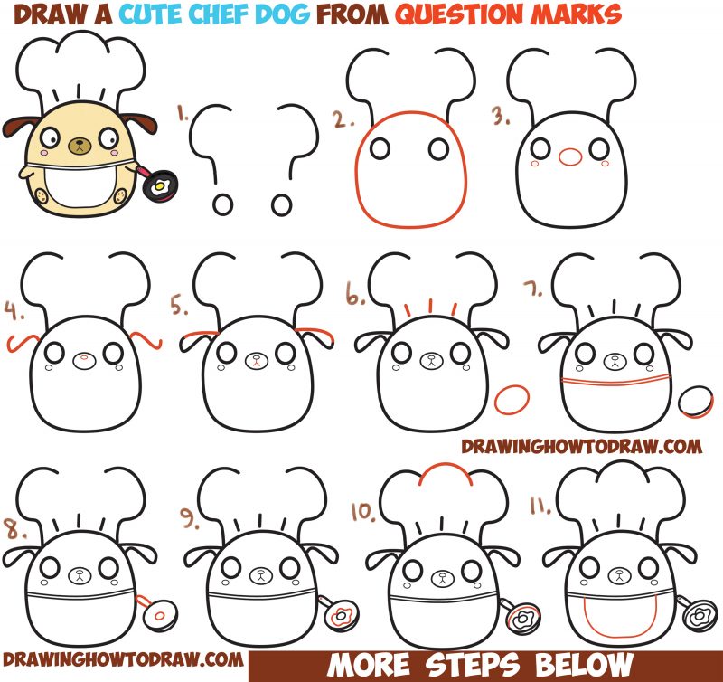 How to Draw Cute Kawaii Chibi Dog Chef Cooking from Question Mark ...