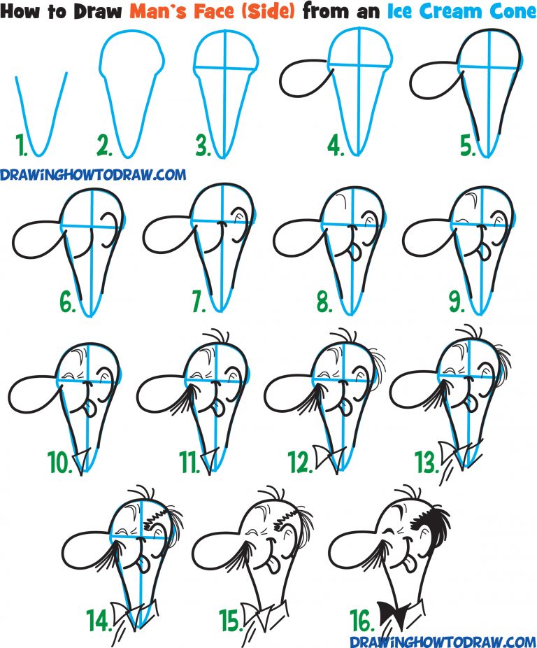 Learn How to Draw Cartoon Men Character’s Faces from Household Objects ...