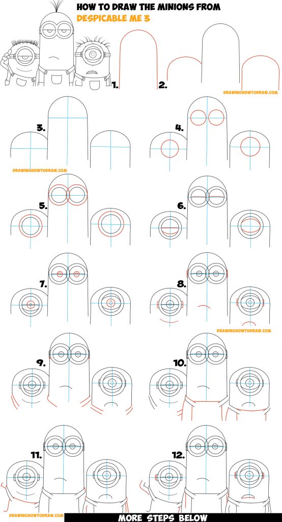 How to Draw the Minions from Despicable Me 3 Easy Step by Step Drawing ...
