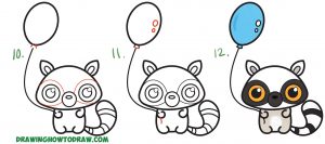 How to Draw a Cute Cartoon Lemur (Kawaii / Chibi) with Easy Step by ...