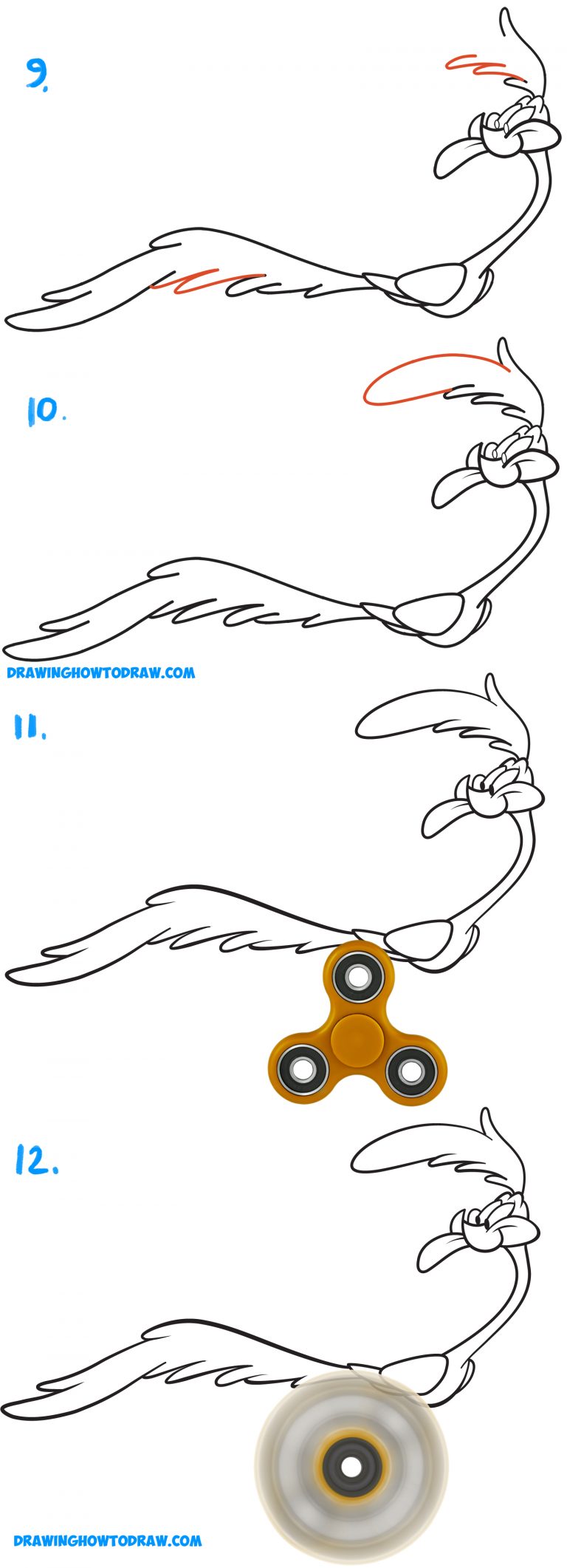 How to Draw Road Runner from Looney Tunes Using Spinning Fidget Spinner ...
