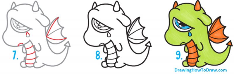 How to Draw a Cute Cartoon Dragon Crying Easy Step by Step Drawing ...