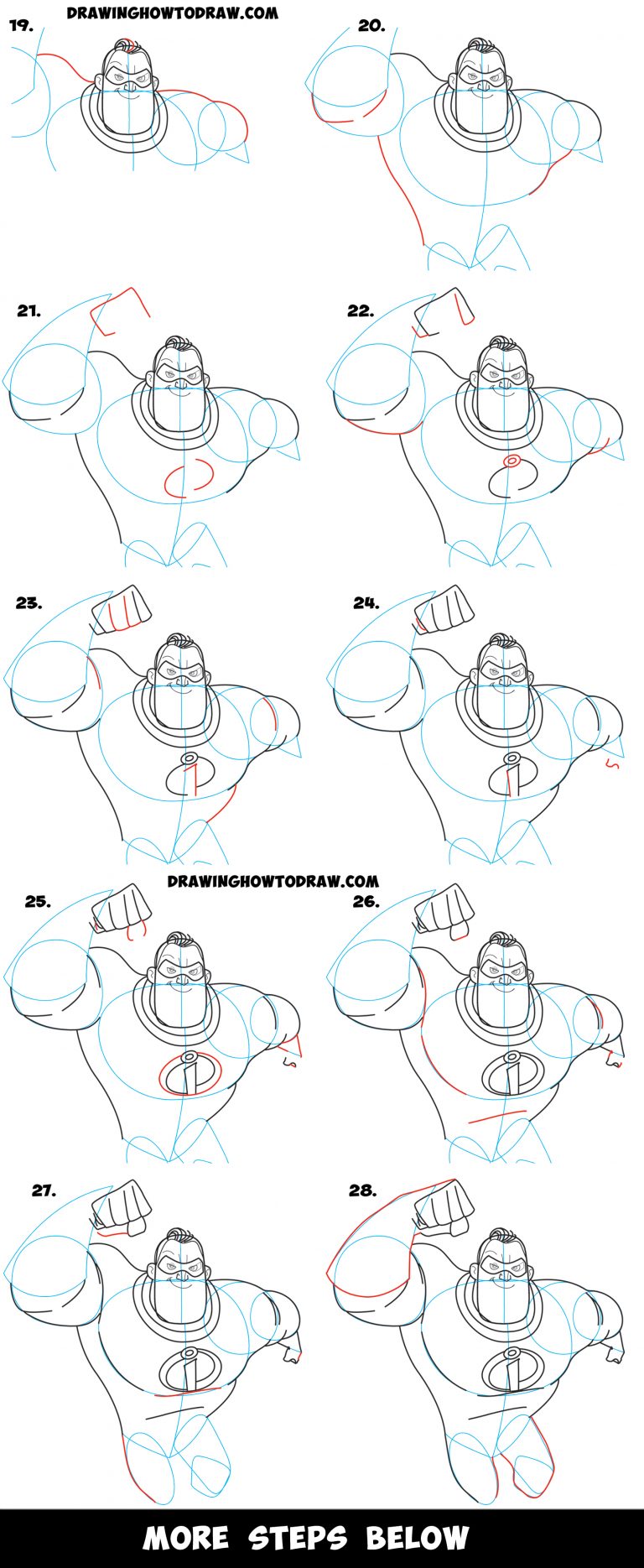 How to Draw Mr. Incredible from The Incredibles 2 (Part 1 of Drawing ...