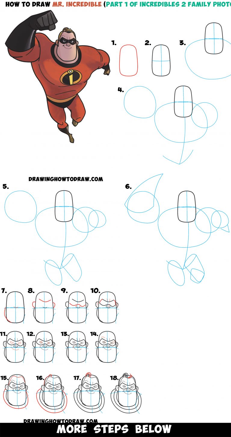 How to Draw Mr. Incredible from The Incredibles 2 (Part 1 of Drawing ...