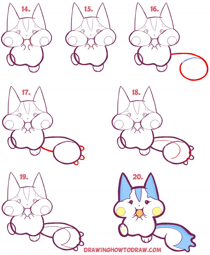 How to Draw Cute Pachirisu Pokemon with Easy Step by Step Drawing ...
