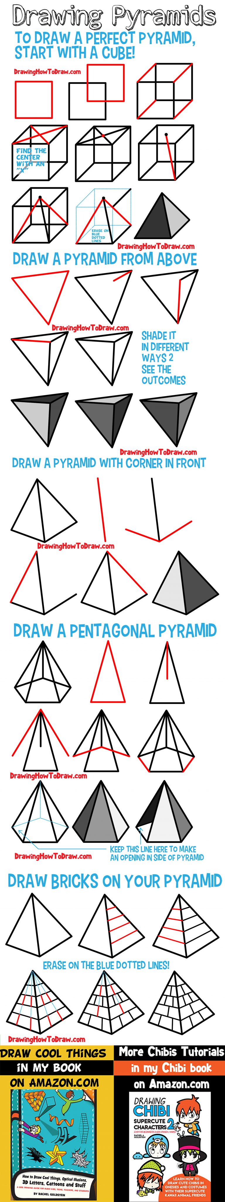 How to Draw Pyramids : Guide to Drawing Pyramids from Different Angles ...