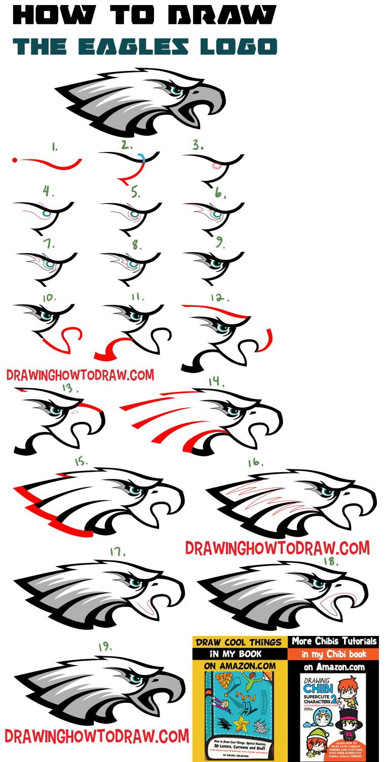 How to Draw the Eagle’s Logo with Easy Step by Step Drawing Lesson for ...