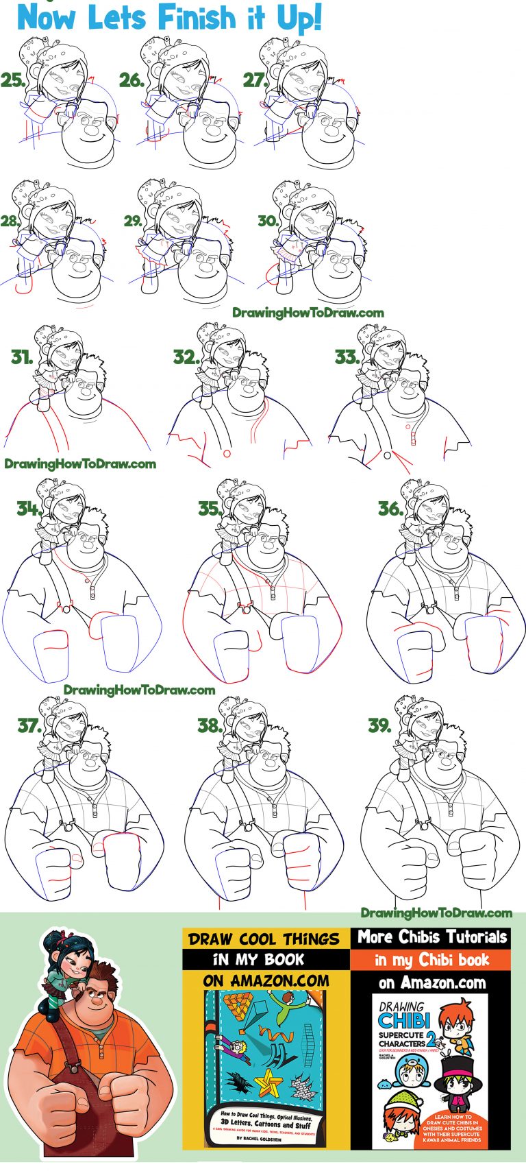 How to Draw Ralph and Vanellope (Glitch) from Wreck It Ralph 2 Easy ...