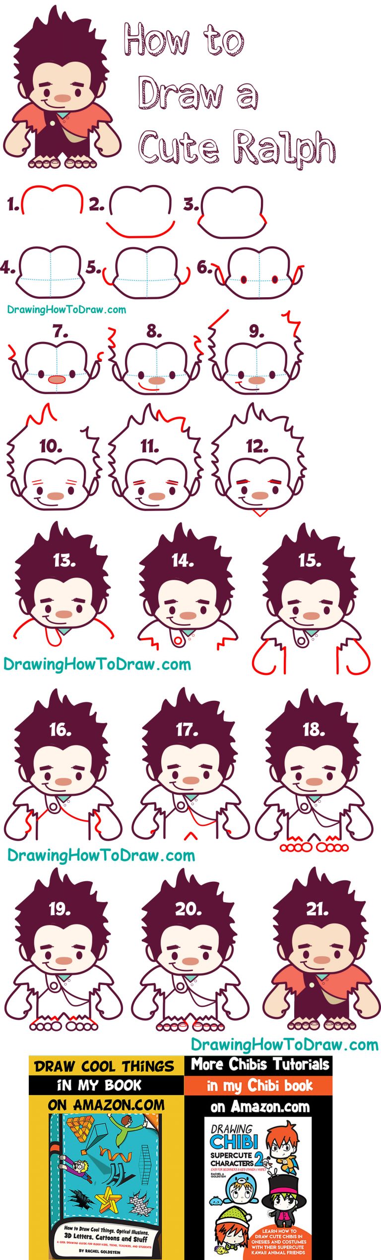 How to Draw Cute Kawaii Chibi Ralph from Wreck it Ralph – Easy Steps ...