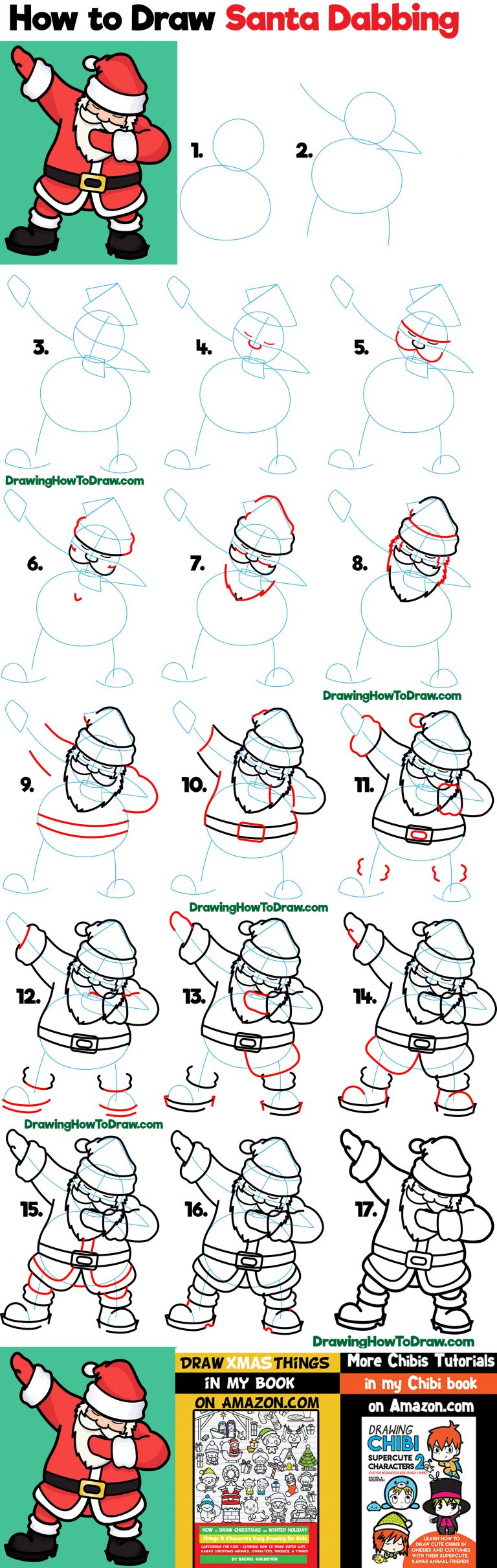 How to Draw Santa Dabbing Easy Steps Drawing Tutorial for Beginners ...