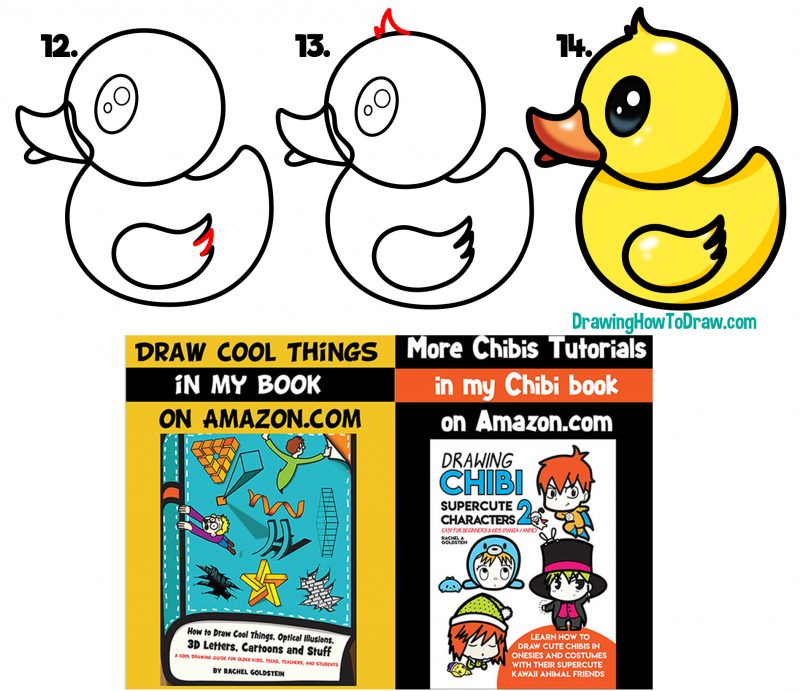 How to Draw a Cute Cartoon Rubber Ducky Easy Step by Step Drawing for ...