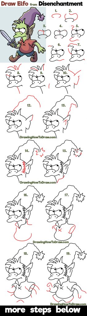 How to Draw Elfo from Disenchantment – Easy Step by Step Tutorial for ...