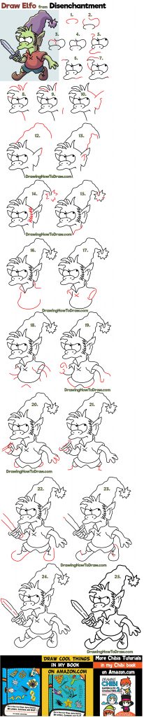 How to Draw Elfo from Disenchantment – Easy Step by Step Tutorial for ...