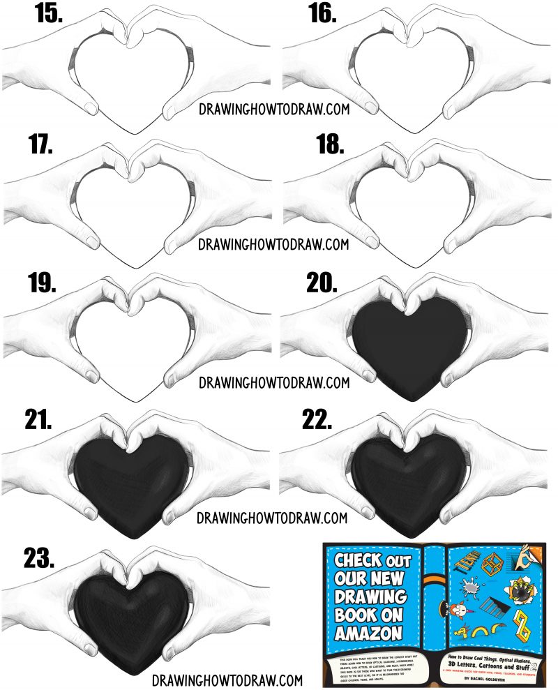 How to Draw Couple’s Hands Holding a Heart for Valentine’s Day Easy ...