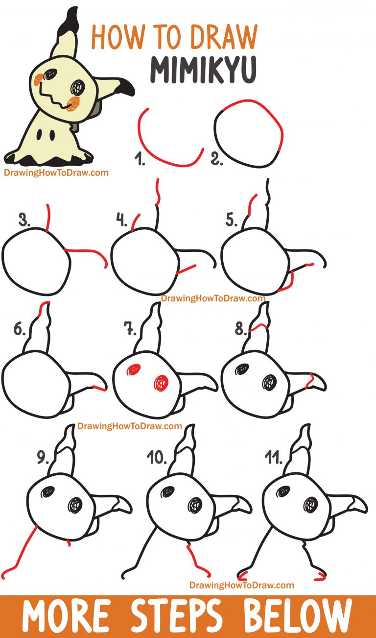 How to Draw Mimikyu from Pokemon Easy Step by Step Drawing Lesson for ...