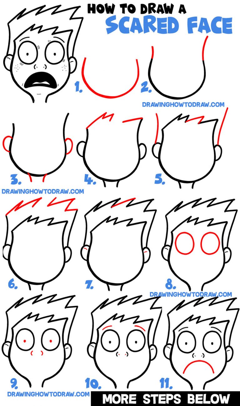 How to Draw Cartoon Facial Expressions : Scared, Petrified, Afraid ...